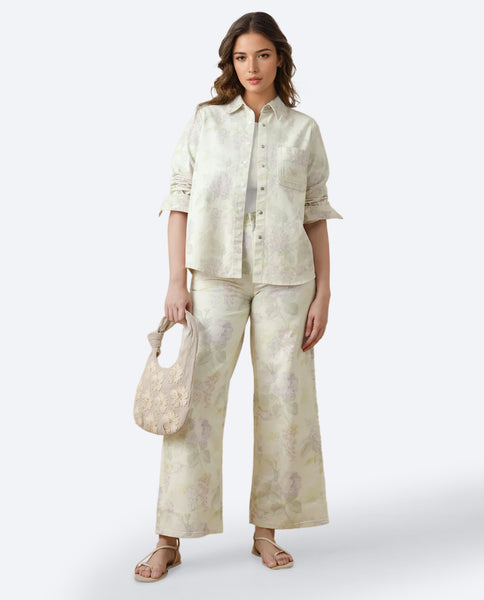 Rareism Women's Prebin-T Multi Cotton Spread Collar Floral Print Cuffe