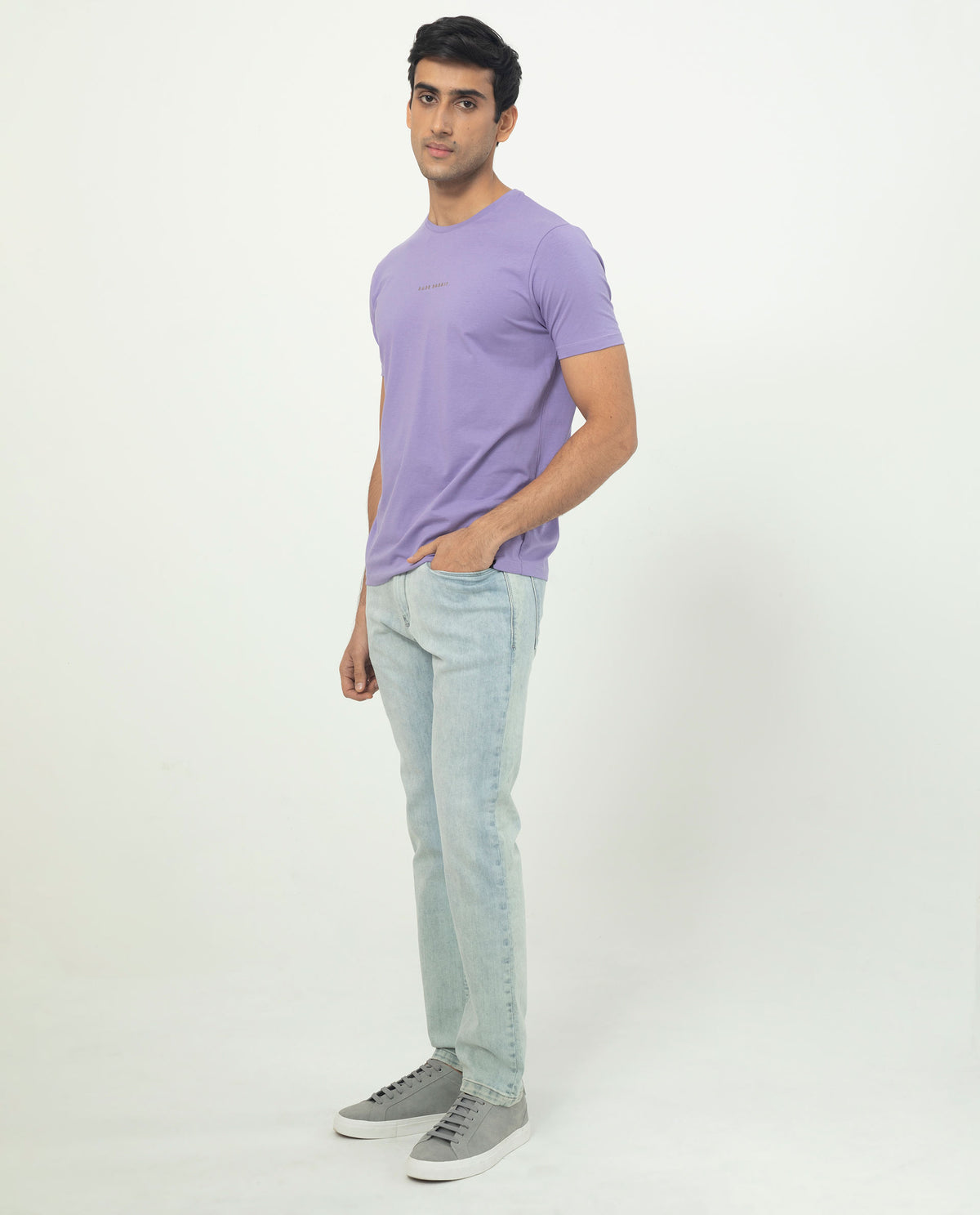 Rare Rabbit Men's Rabbit-5 Purple Crew Neck HD Print Branding Half Sle