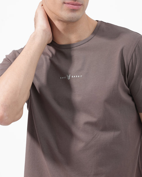 Buy Rabbit-Z - Brown Regular Fit Plain T-Shirt| Rare Rabbit