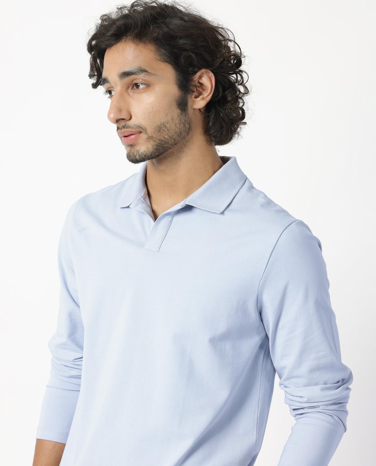 RARE RABBIT MENS REBORN-1 LIGHT BLUE POLO COTTON LYCRA FABRIC COLLARED