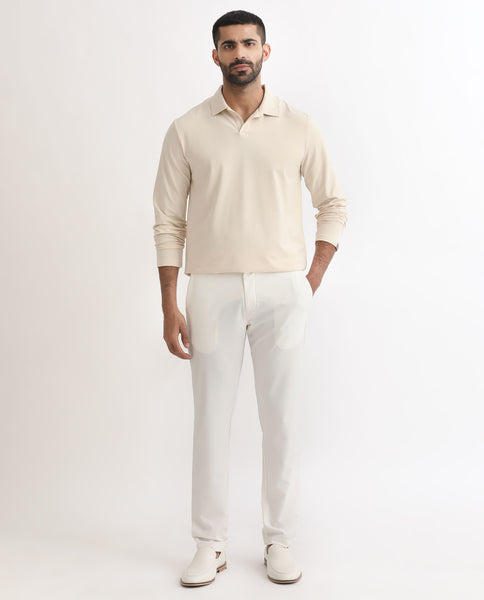 Rare Rabbit Men's Reborn-1 Off-White Cotton Fabric Johnny Collar Full