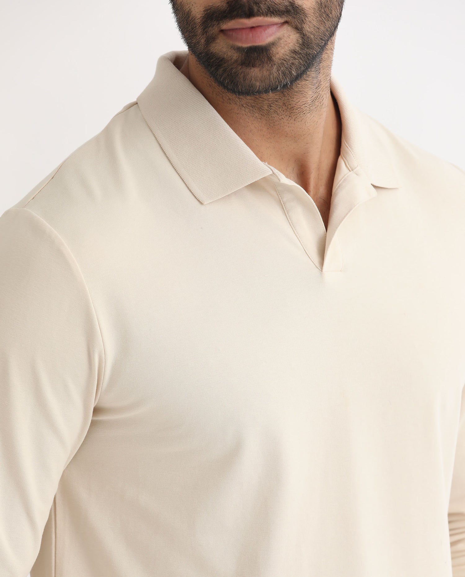 Rare Rabbit Men's Reborn-1 Off-White Cotton Fabric Johnny Collar Full