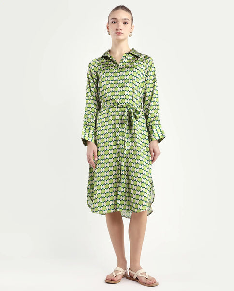 Buy Regis - Green Geometric Print Midi Dress| Rareism
