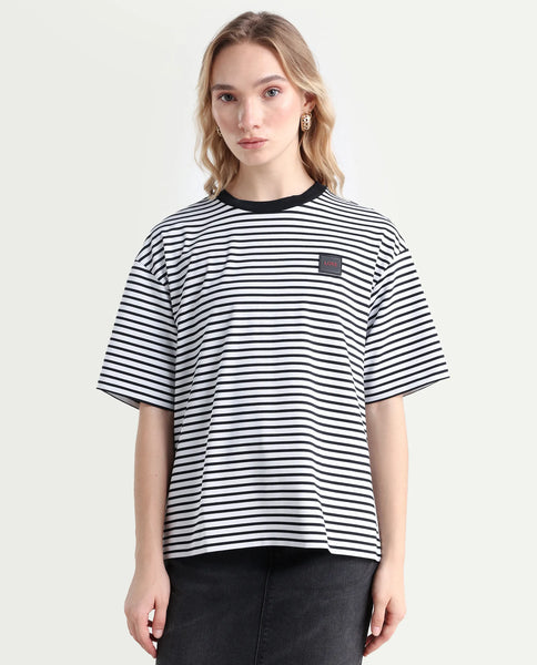 Buy Reph - White Striped Relaxed Fit T-Shirt| Rareism