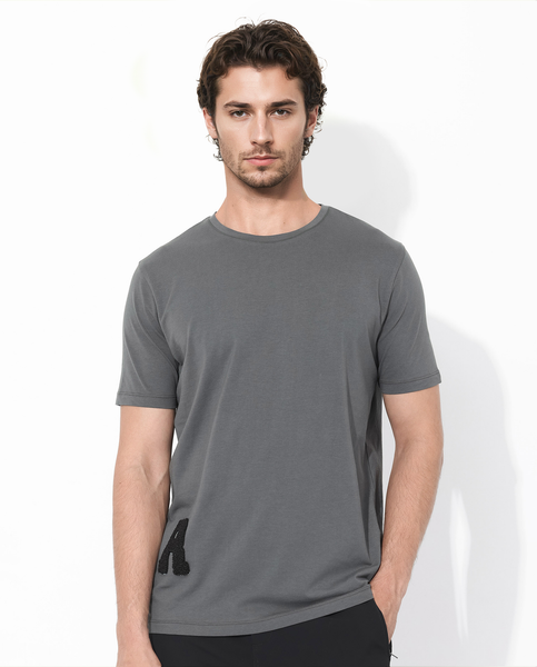 Rare Rabbit Articale Men's Rev Grey Cotton Lycra Fabric Short Sleeve C