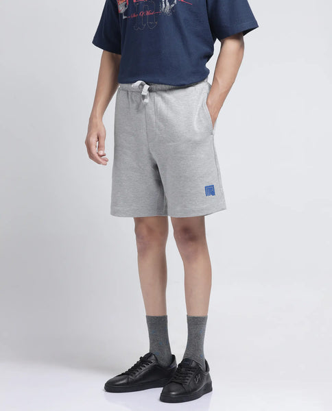 Buy Rexon - Melange Grey Relaxed Fit Plain Shorts| Rare Rabbit