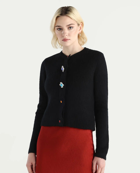 Buy Ries - Black Solid Shrug With Stub Button| Rareism