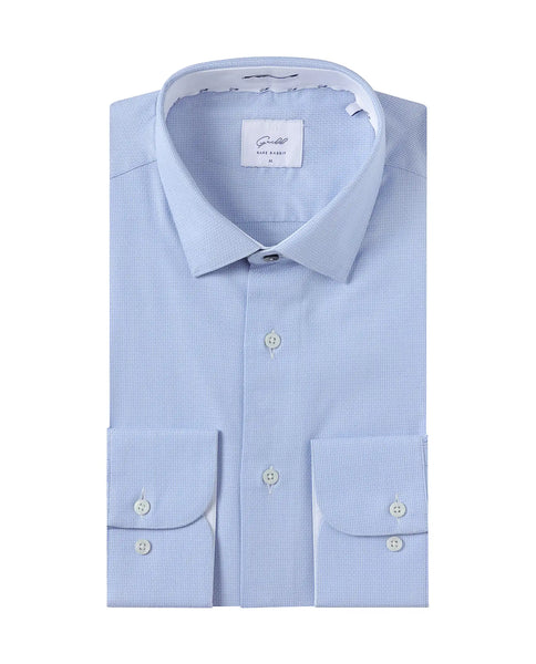 Rare Rabbit Men's Rigor Pastel Blue Cotton Textured Regular Fit Full S