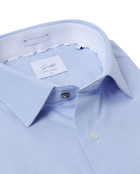 Rare Rabbit Men's Rigor Pastel Blue Cotton Textured Regular Fit Full S