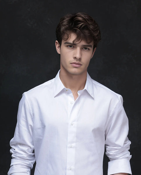 Rare Rabbit Men Rocco White Cotton Blend Fabric Full Sleeve Regular Co