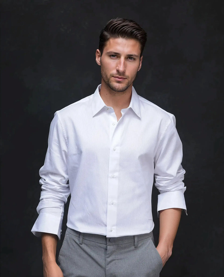 Rare Rabbit Men Rocco White Cotton Blend Fabric Full Sleeve Regular Co