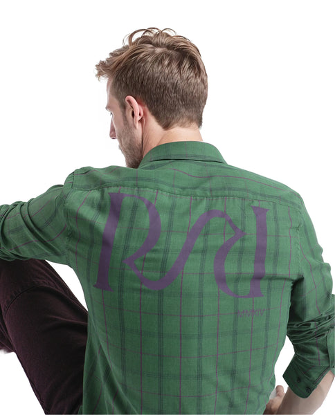 Buy Roos - Green Oversized Fit Checked Print Shirt| Rare Rabbit