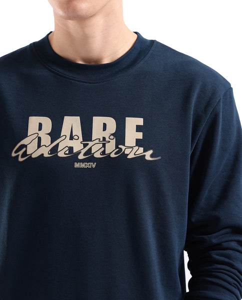 Rare Rabbit Men's Roven Dark Petrol Cotton Graphic Print Regular Fit F