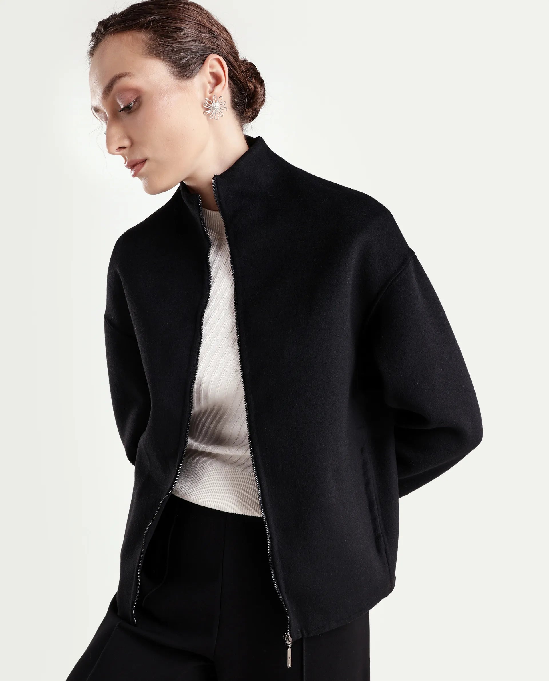 Buy Newool - Black Solid Woolen Jacket| Rareism
