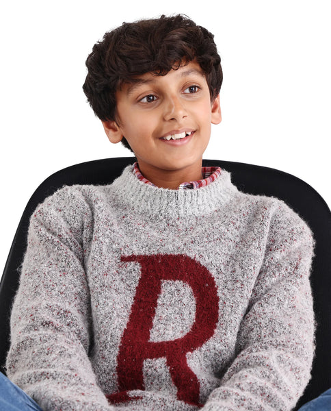 Rare Ones Kids Raz Grey Acrylic Blend Monogram Print Pull On Closure R