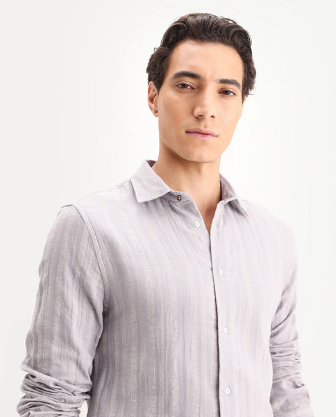 Buy Avno - Dusky Purple Striped Regular Fit Shirt| Rare Rabbit