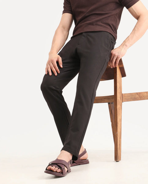 Buy Travel-Ss26 - Dark Brown 8 Way Stretch Trouser| Rare Rabbit