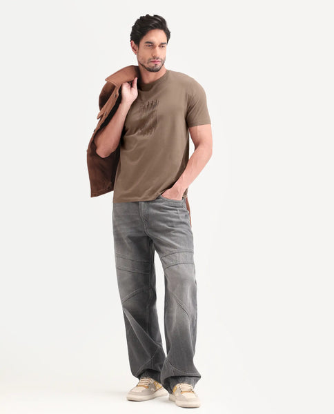 Buy Ruho - Light Brown Graphic Print Regular Fit T-Shirt| Rare Rabbit