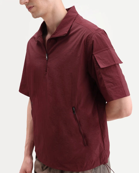 Buy Atto - Red Zipper Pockets Nylon Polo| Rare Rabbit