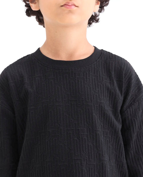 Buy Nikos - Black Jacquard Regular T-Shirt| Rare Ones