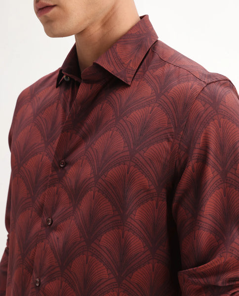Buy Runi - Red Regular Fit Decorative Print Shirt| Rare Rabbit