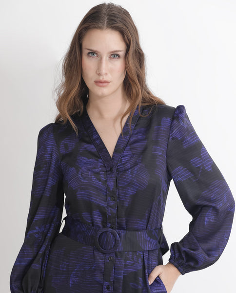 Buy Rupper - Dark Navy Abstract Print Maxi Dress| Rareism