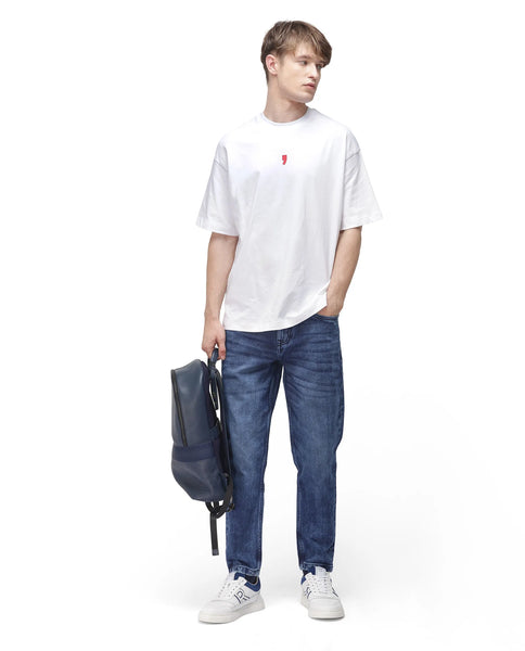 Rare Rabbit Men's Sam-2 Dusky Blue Cotton Fabric Button And Zip Closur