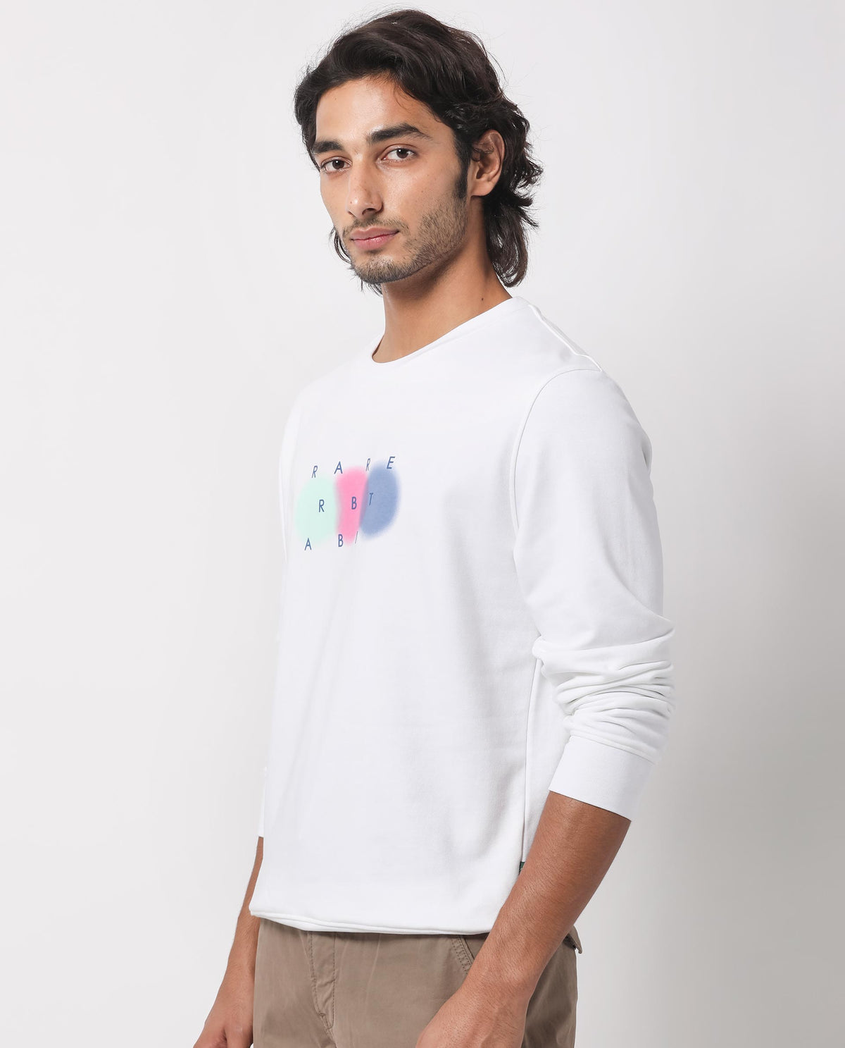 Rare Rabbit Men's Saul White Cotton Polyester Fabric Full Sleeves Grap