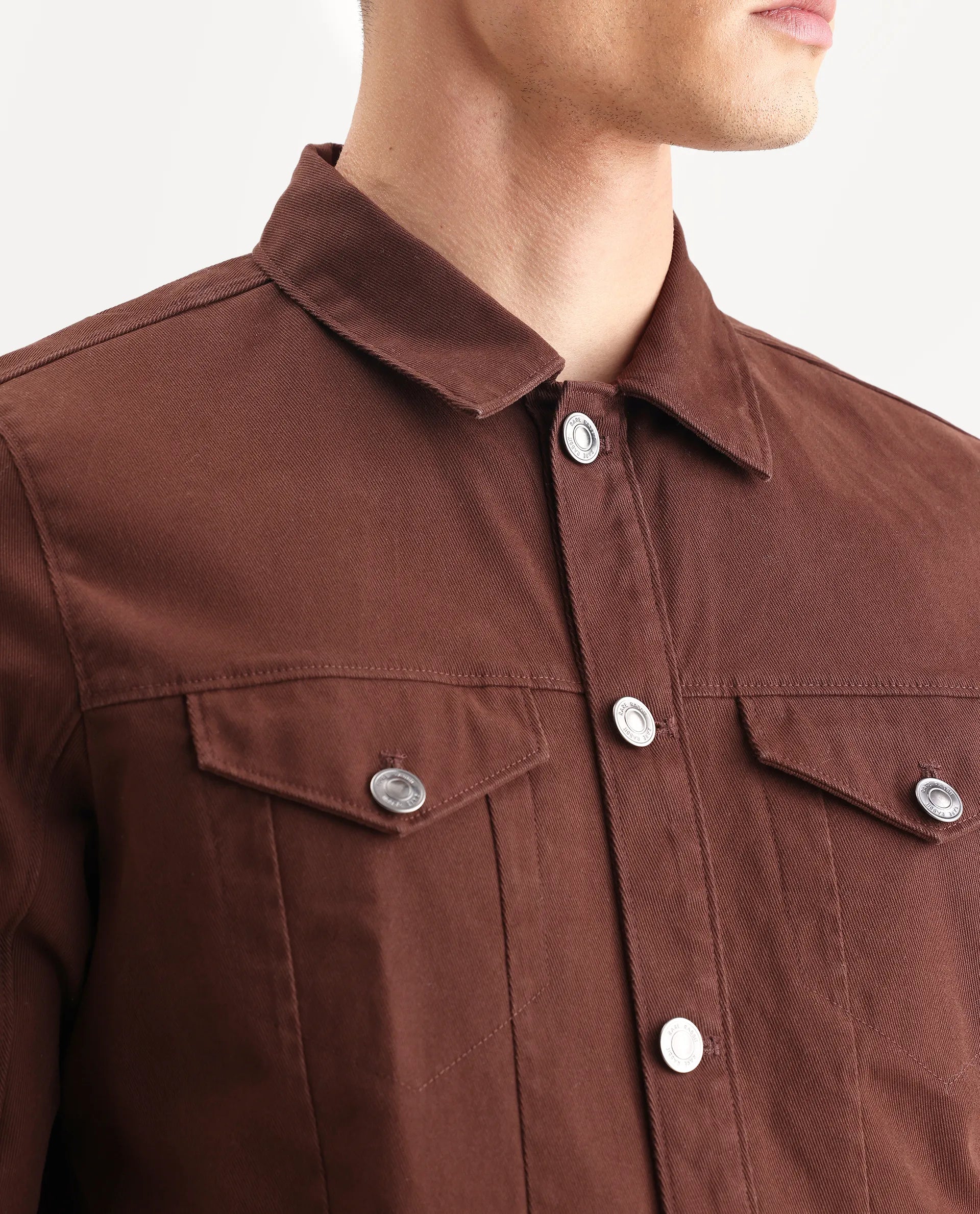 Rare Rabbit Men's Scut Brown Cotton Blend Fabric Collared Neck Relaxed