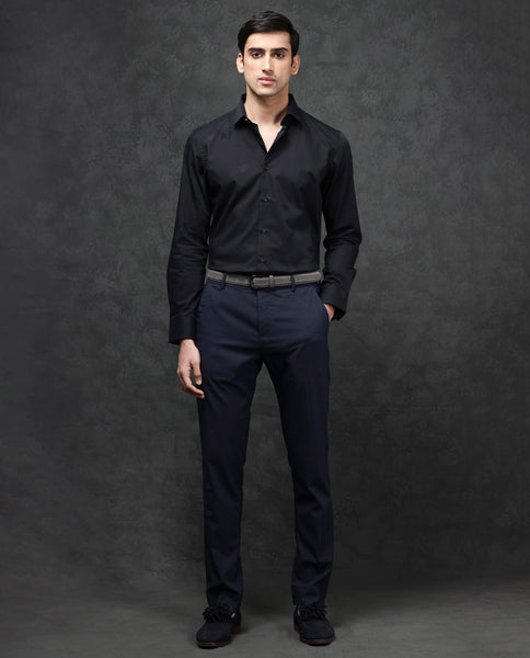 Rare Rabbit Mens Sherd Black Cotton Fabric Full Sleeve Regular Fit Ja