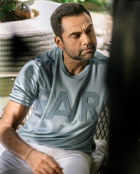 Rare Rabbit Mens Nor-2 Dusky Turq Loopback Terry Fabric Half Sleeves G