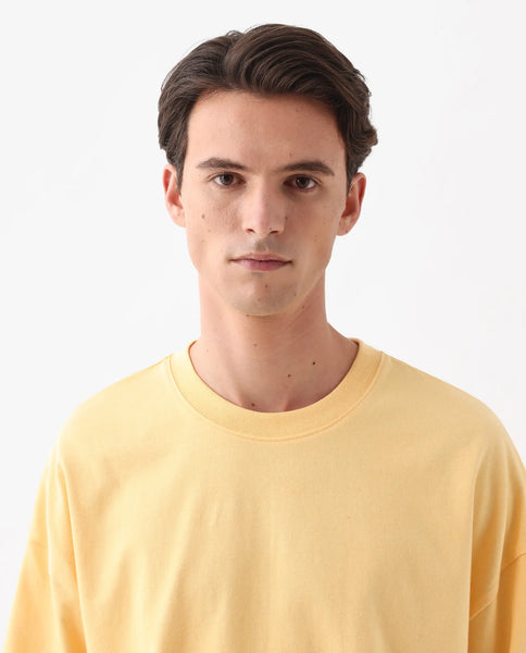 Rare Rabbit Men's Siwa Light Yellow Cotton Graphic Print Oversized Fit