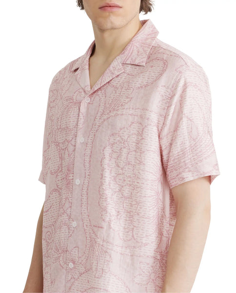 Rare Rabbit Men's Telo Pink Cotton Blend Floral Print Boxy Fit Half Sl