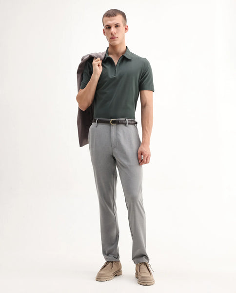 Rare Rabbit Men's Thero-25 Dusky Green Cotton Blend Fabric Half Sleeve