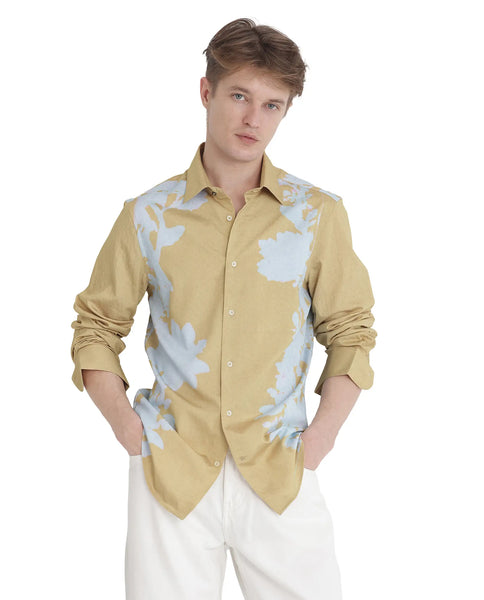 Buy Tobo - Dusky Green Regular Fit Floral Print Shirt| Rare Rabbit