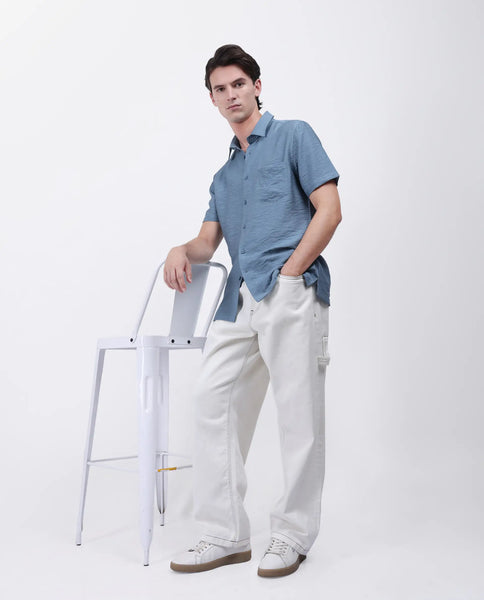 Rare Rabbit Men's Torit Light Blue Viscose Blend Plain Regular Fit Hal