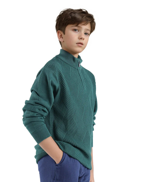 Rare Ones Kids Tron Dark Green Cotton Full Sleeve Zipper Regular Fit S
