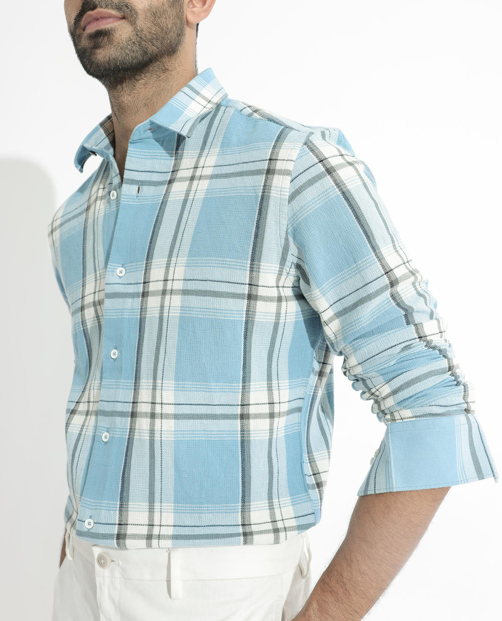 Rare Rabbit Men's Taverna Blue Full Sleeves Checks Shirt