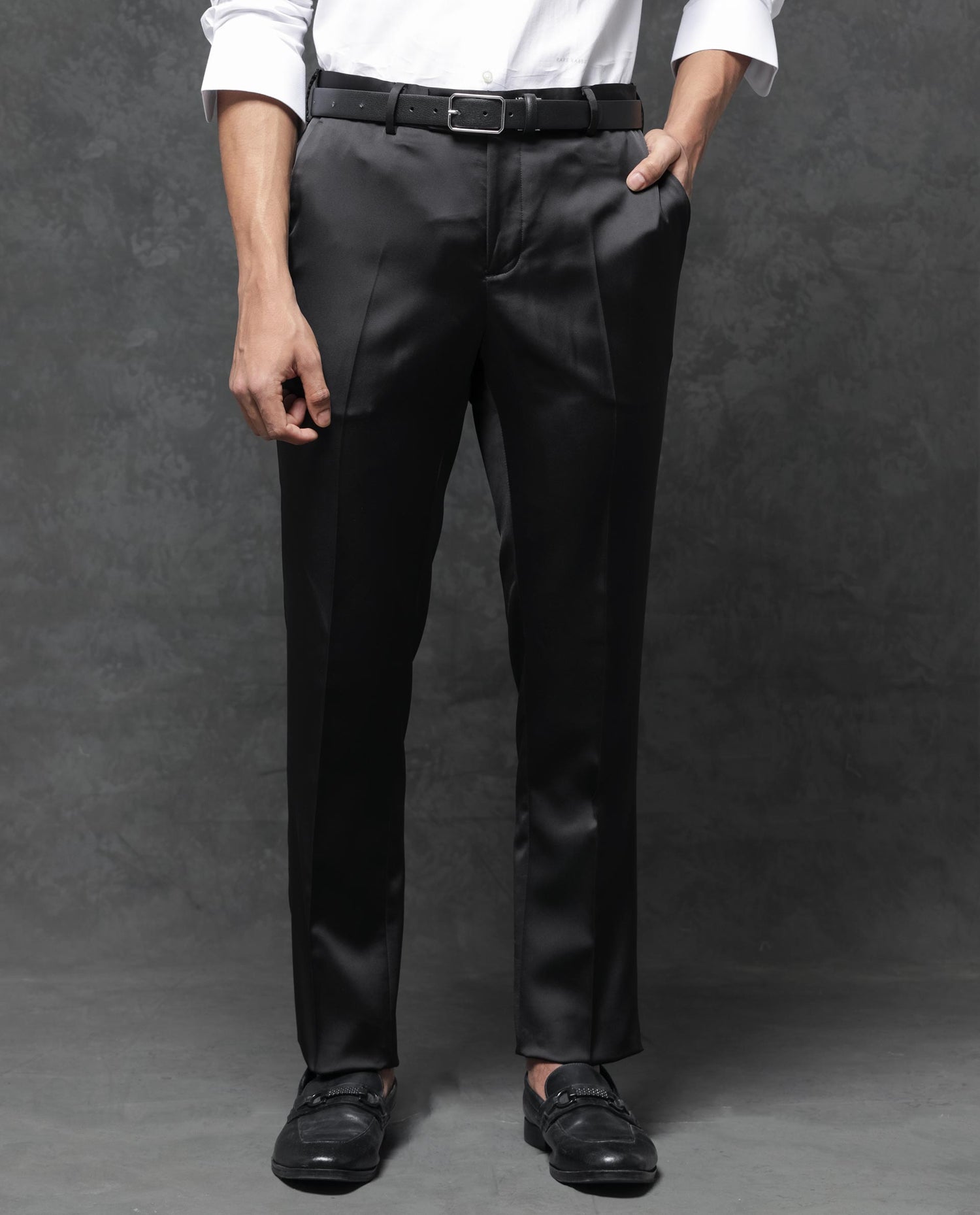 Rare Rabbit Men's Vance Black Polyester Viscose Fabric Notch Lapel But