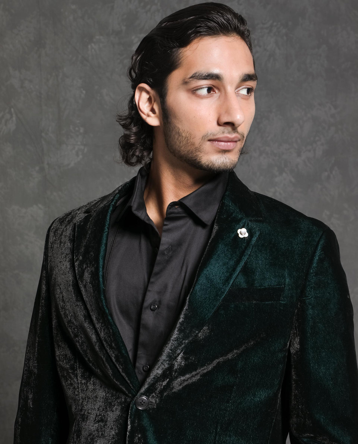 Rare Rabbit Men's Velter Dark Teal Polyester Viscose Fabric Single Bre