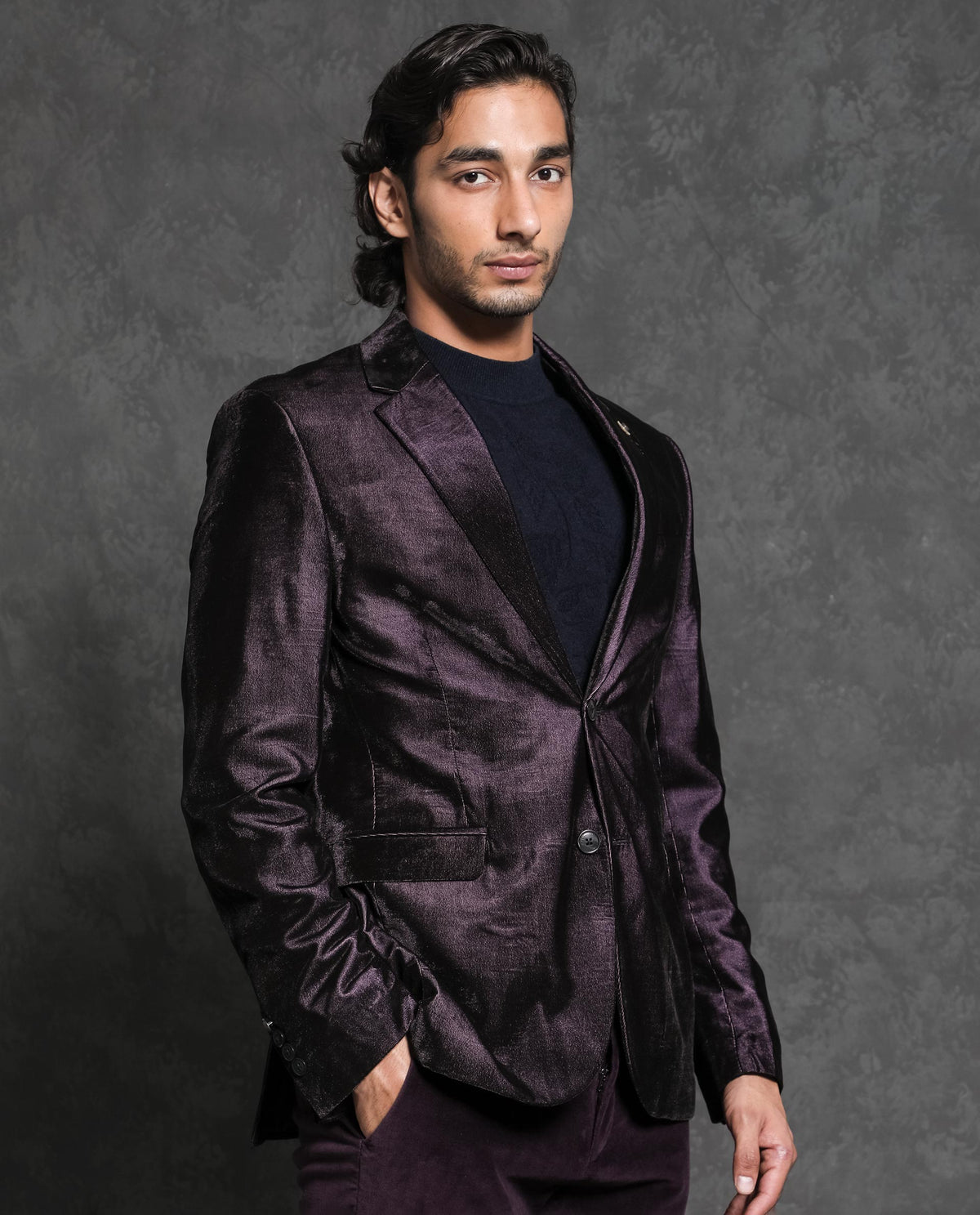 Rare Rabbit Men's Velter Light Purple Polyester Viscose Fabric Single