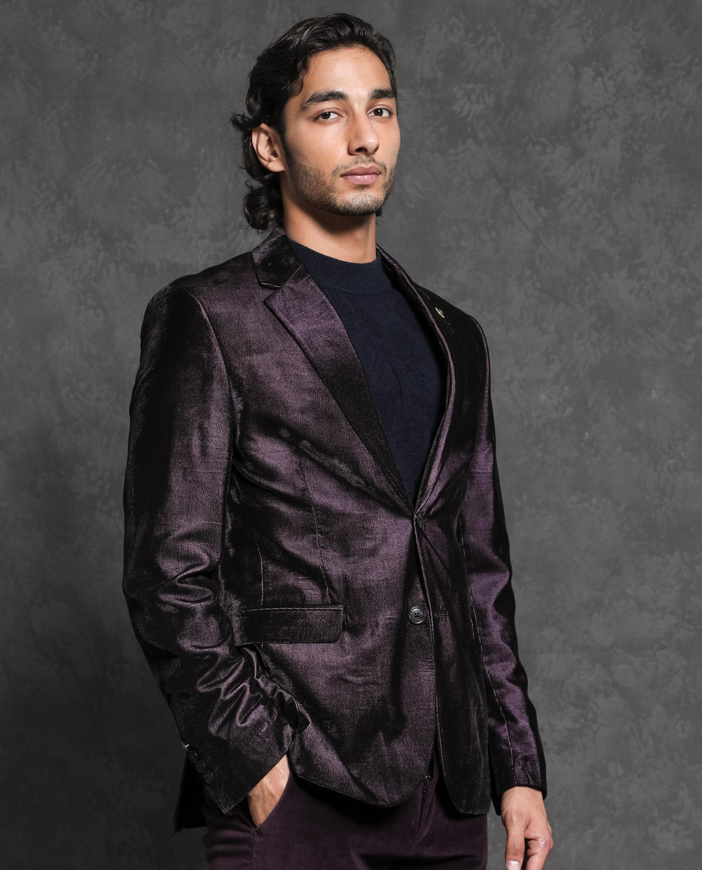 Rare Rabbit Men's Velter Light Purple Polyester Viscose Fabric Single