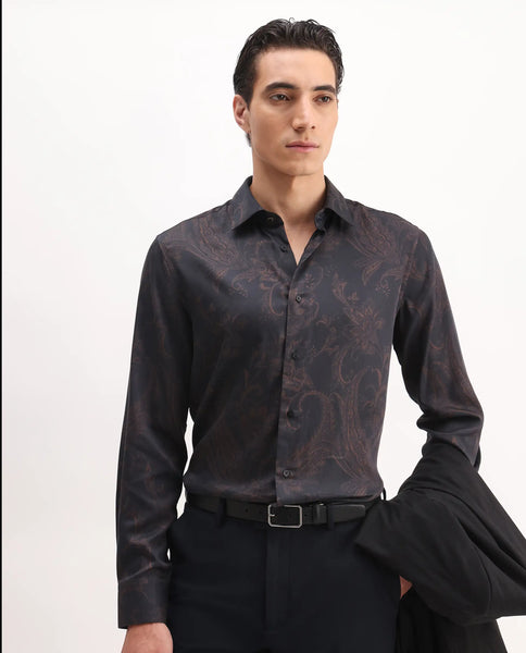 Buy Velto - Black Regular Fit Paisley Print Shirt| Rare Rabbit