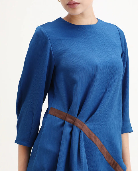 Buy Yan - Blue Plain Regular Fit Top| Rareism
