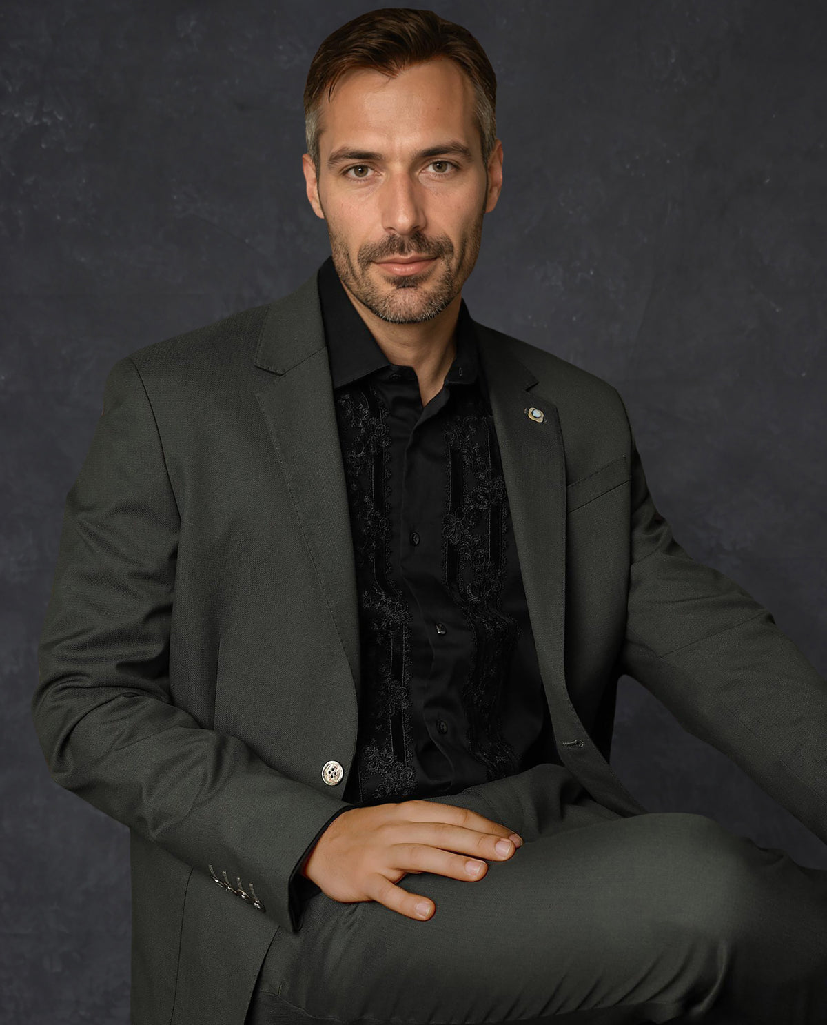 Rare Rabbit Men's Zanza Green Polyester Plain Tailored Fit Full Sleeve