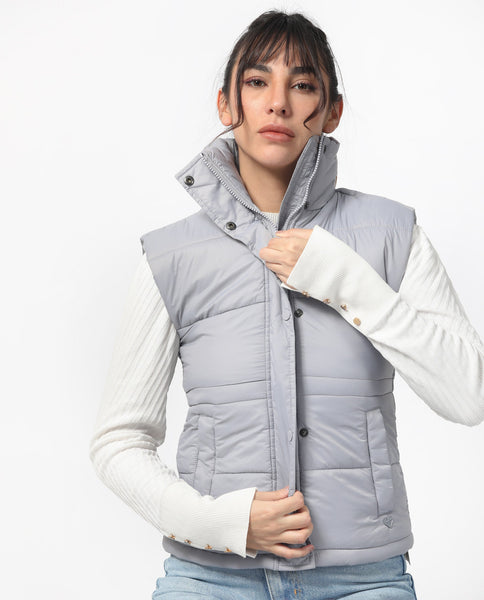 Rareism Women's Ziazan Purple Polyester High Neck Plain Sleeveless Reg