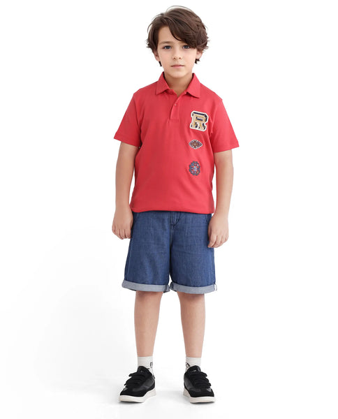 Rare Ones Kids Zyra Red Cotton Half Sleeve Button Closure Printed Regu