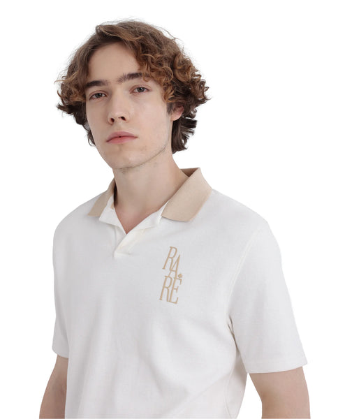 Rare Rabbit Men's Amber-1 Off White Cotton Blend Plain Relaxed Fit Hal