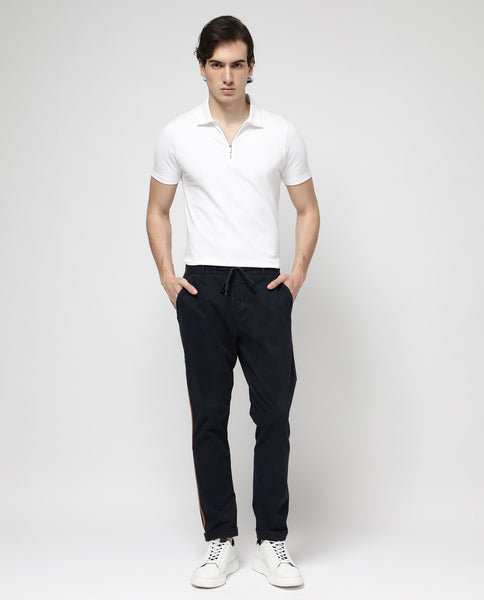 Rare Rabbit Mens Caloon Navy Cotton Blend Drawstring Closure Regular F