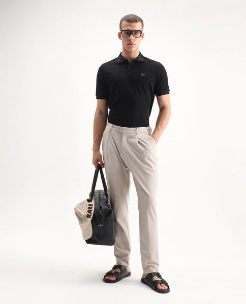 Buy Clif - Black Regular Fit Plain Polo| Rare Rabbit